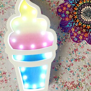 Ice Cream Light - Lamp - Wall Decor -kids Lamp - Night Light - Wooden ...