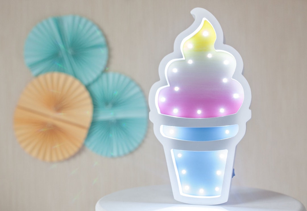 Ice Cream Light - Lamp - Wall Decor -kids Lamp - Night Light - Wooden ...