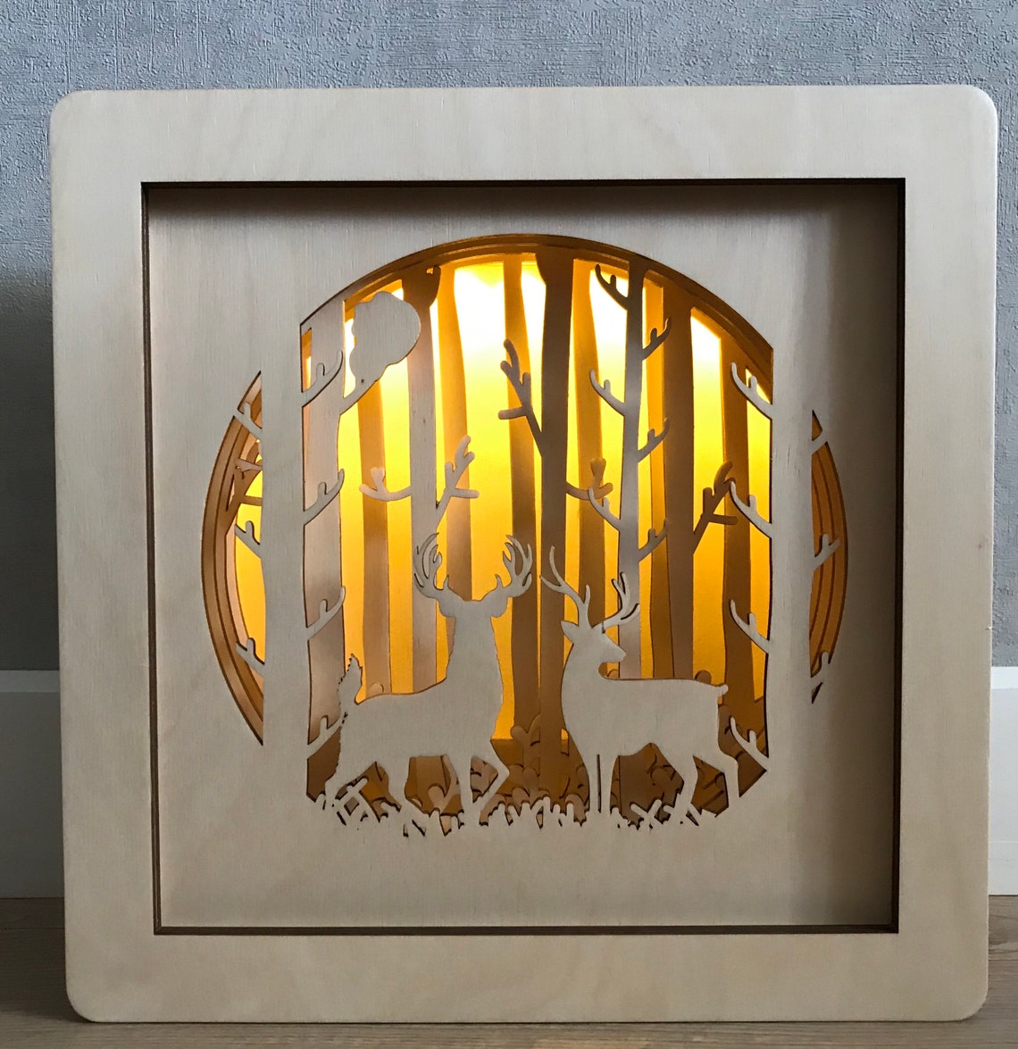 Shadow box Shadow box art Shadow box light Wooden night | Etsy