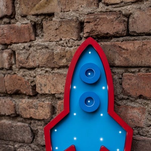 Rocket Ship Night Light - Wooden Rocket - Boys Room Decor - Rocket Ship ...