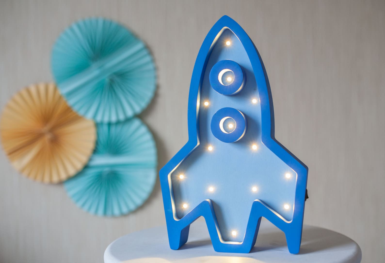 Rocket Ship Night Light Wooden Rocket Boys Room Decor | Etsy