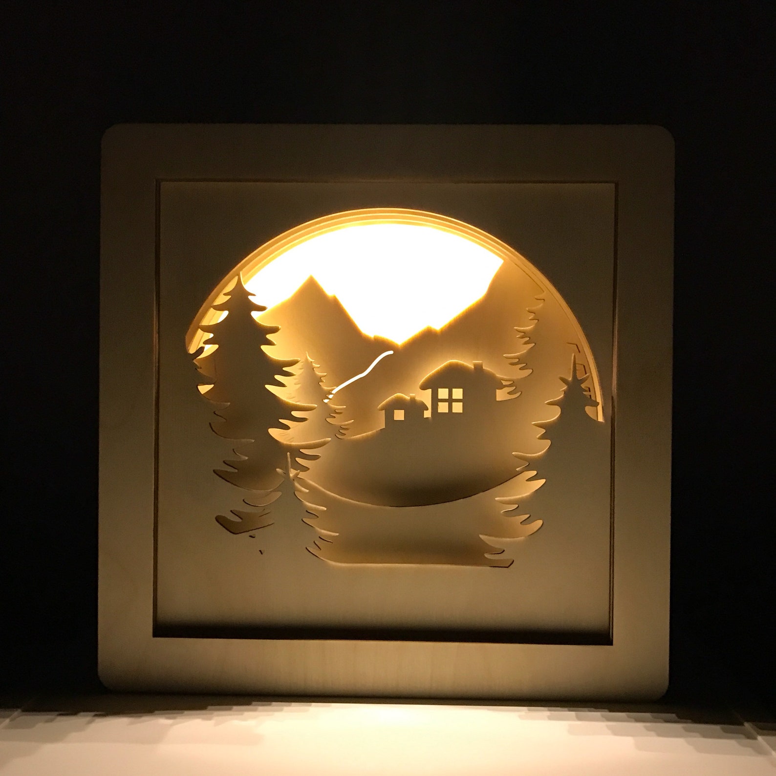 Shadow Box shadow Box Art shadow Box Light Wooden Night | Etsy