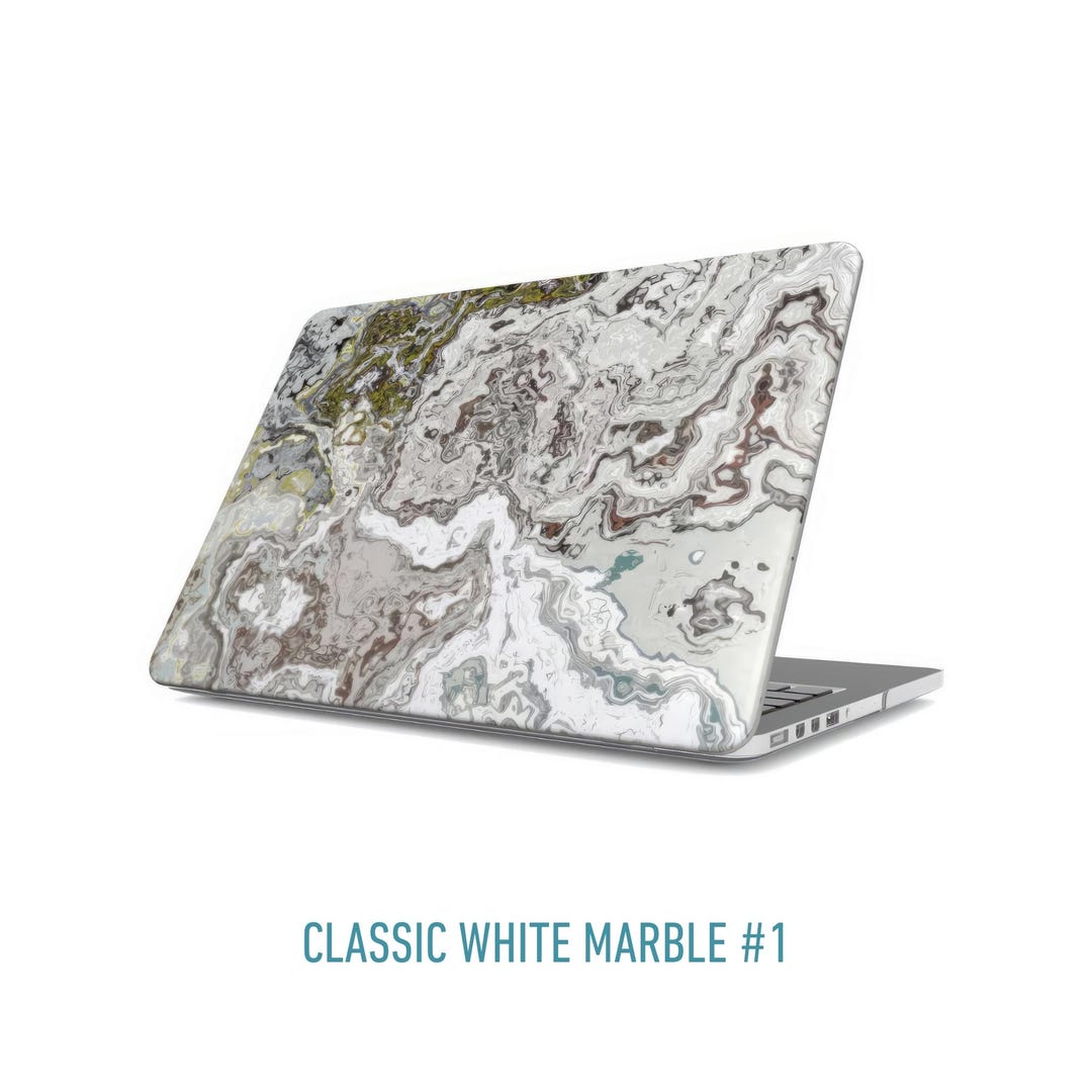 Classic White Color Marble Effect MacBook Case, Hard Shell Protection ...