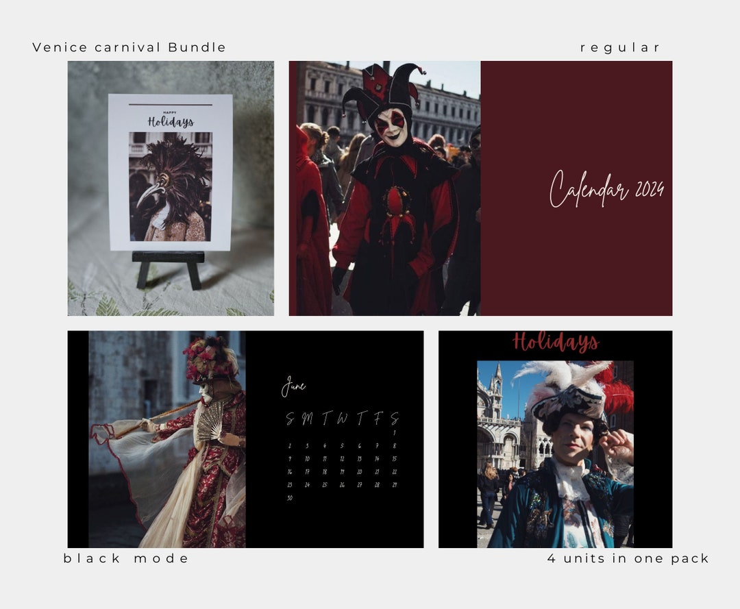 2024 Venice Carnival Style Bundle: Digital and Printable Calendar Plus ...