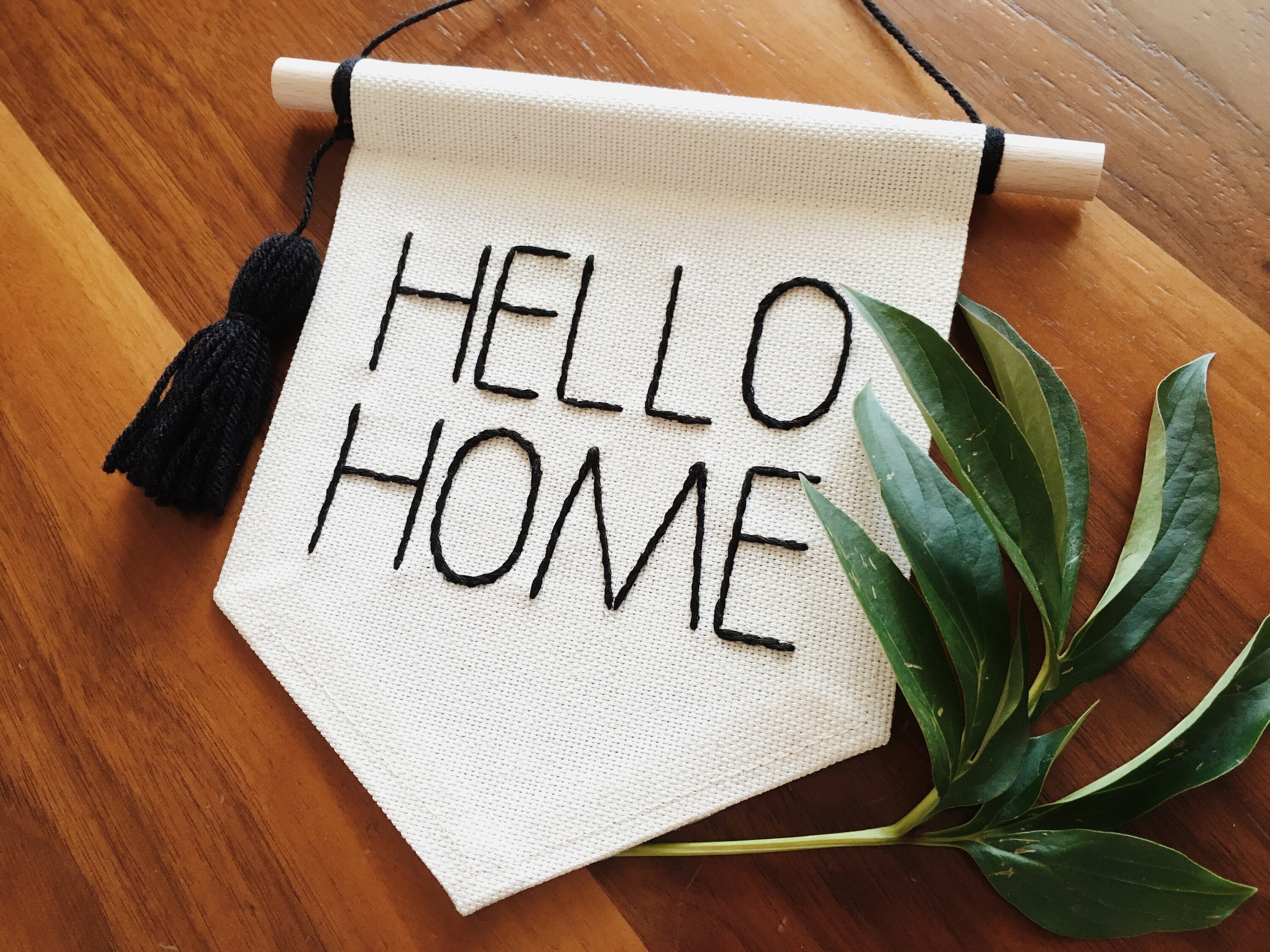 Embroidered banner wall hanging Welcome home banner Fabric | Etsy