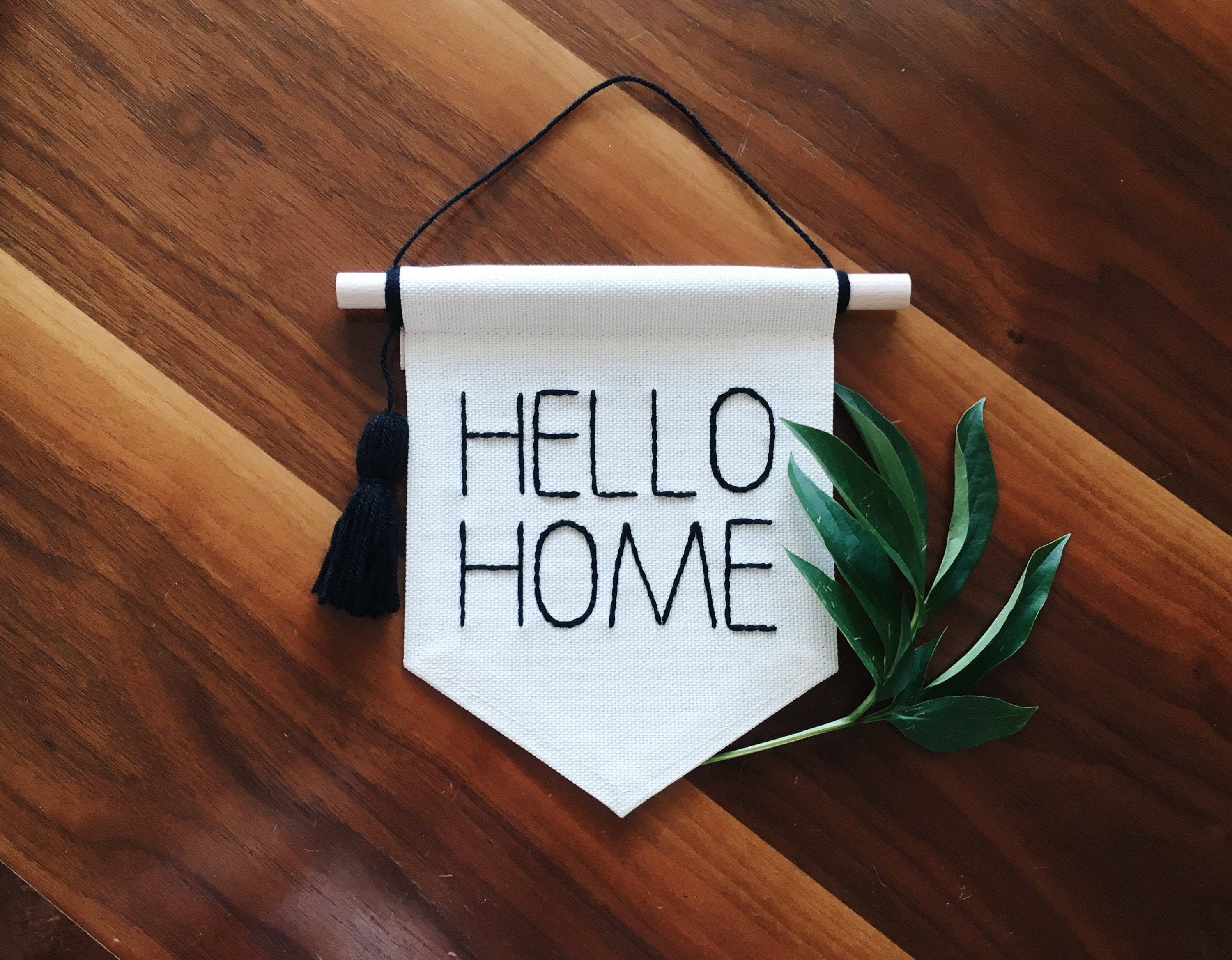 Embroidered banner wall hanging Welcome home banner Fabric | Etsy