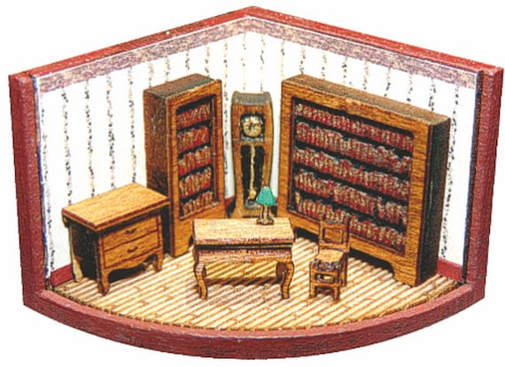 Library Micro 1:144 Scale Dollhouse Miniature DIY Furniture | Etsy