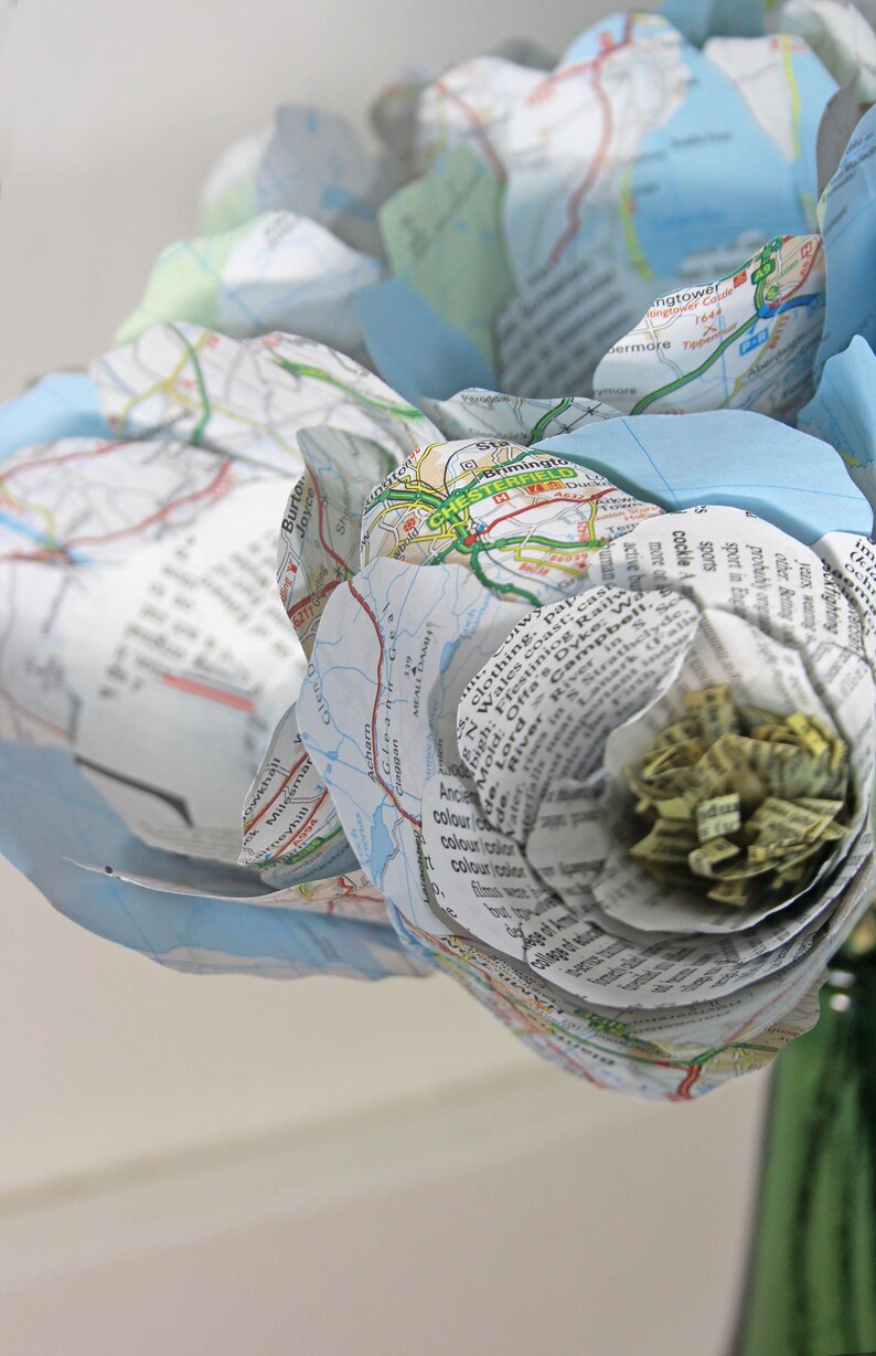 Map Paper Flower Bouquet: Anniversary Keepsake, Book Lover Gift - Etsy