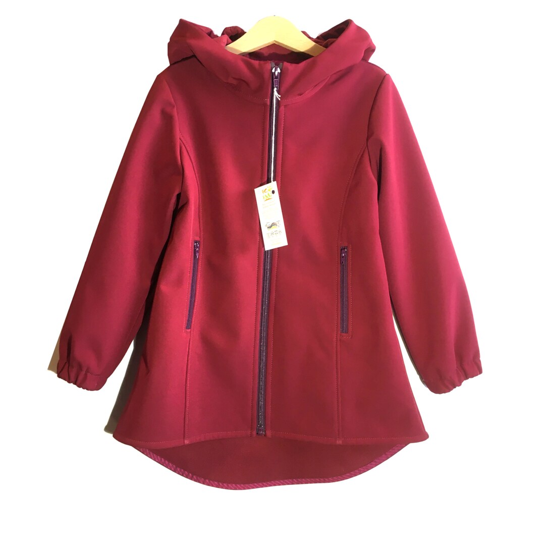 Girls Softshell Jacket Coat Burgundy, Coat for Girl Wine Red, Rain Coat ...