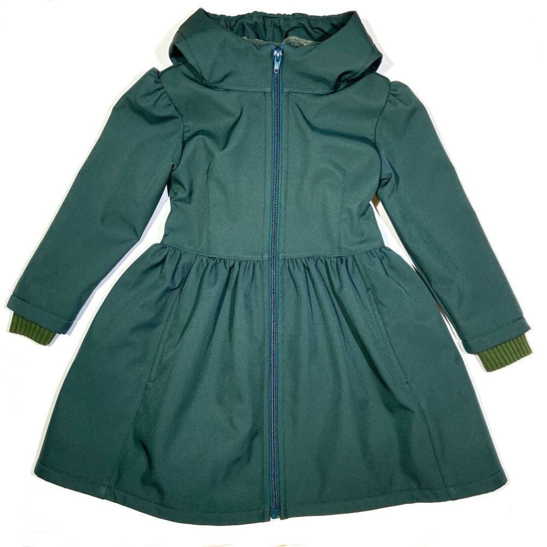 Green Softshell Rain Coat, Girls Softshell Jacket Dark Green ...