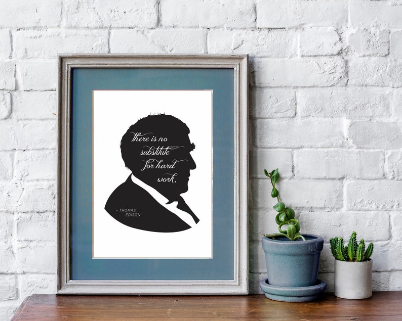 Thomas Edison Art Print | Inspirational Quote, Wall Decor, Silhouette ...