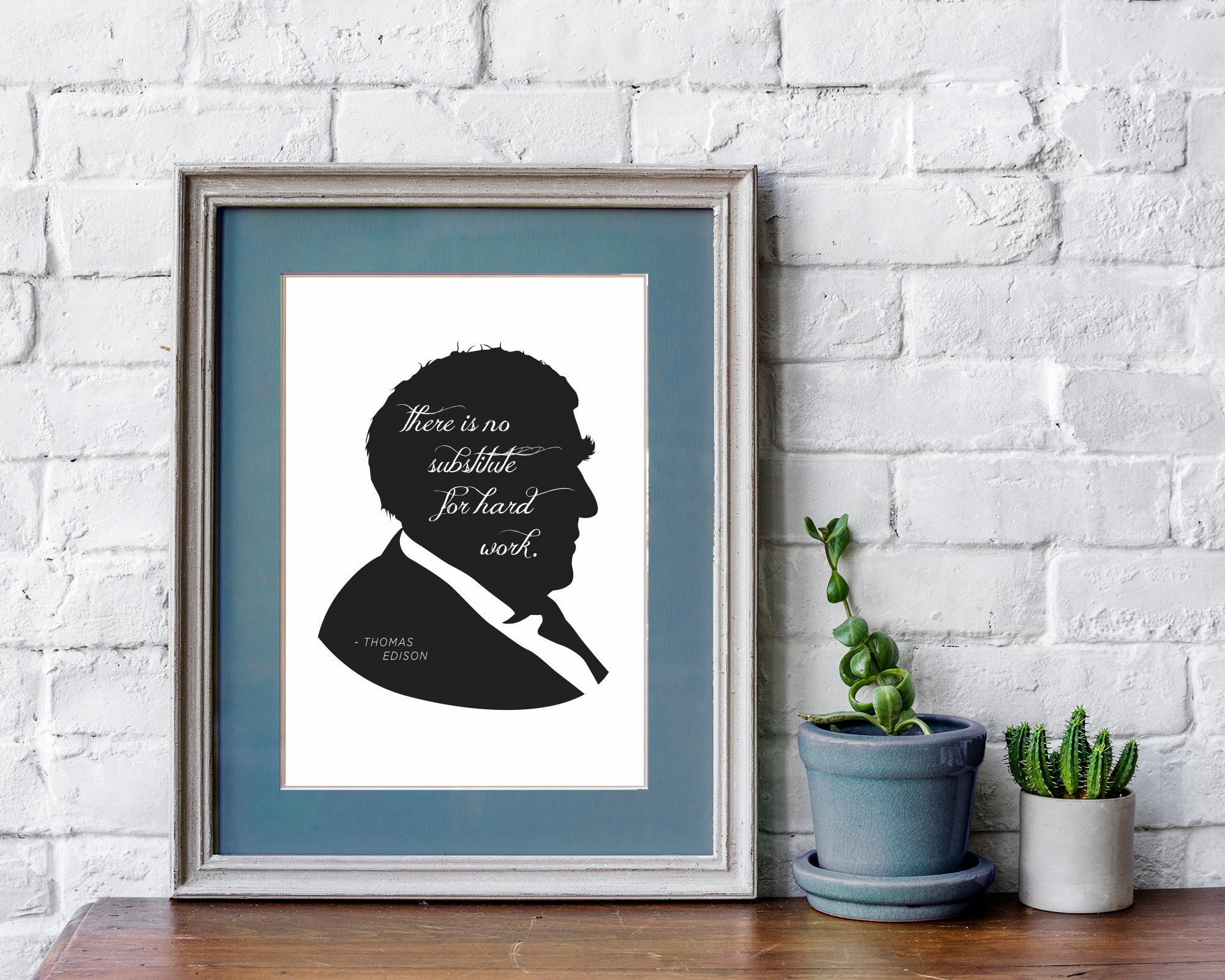 Thomas Edison Art Print Inspirational Quote, Wall Decor, Silhouette Art ...