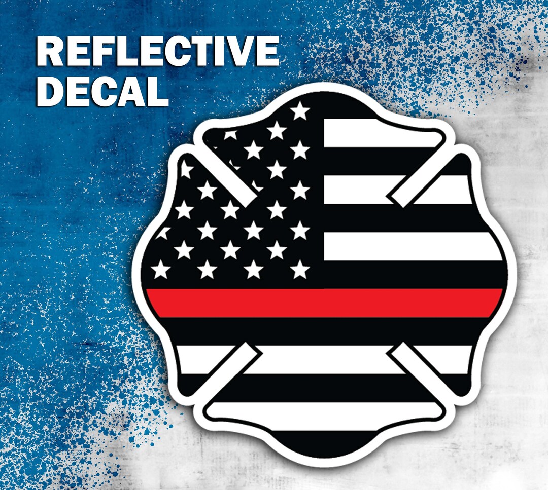 Thin Red Line Cross Reflective American Flag Bumper Sticker, Durable 3M ...