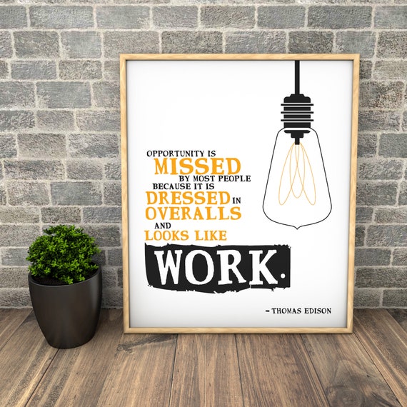 Thomas Edison Quote Home Wall Decor | Etsy