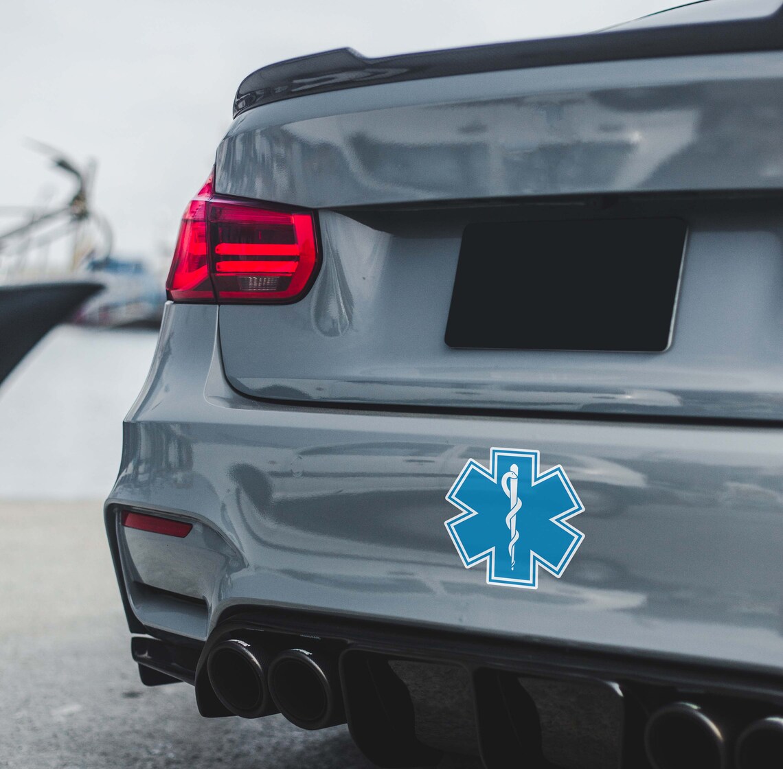 Star of Life EMS Reflective Bumper Sticker, Durable 3M Reflective ...