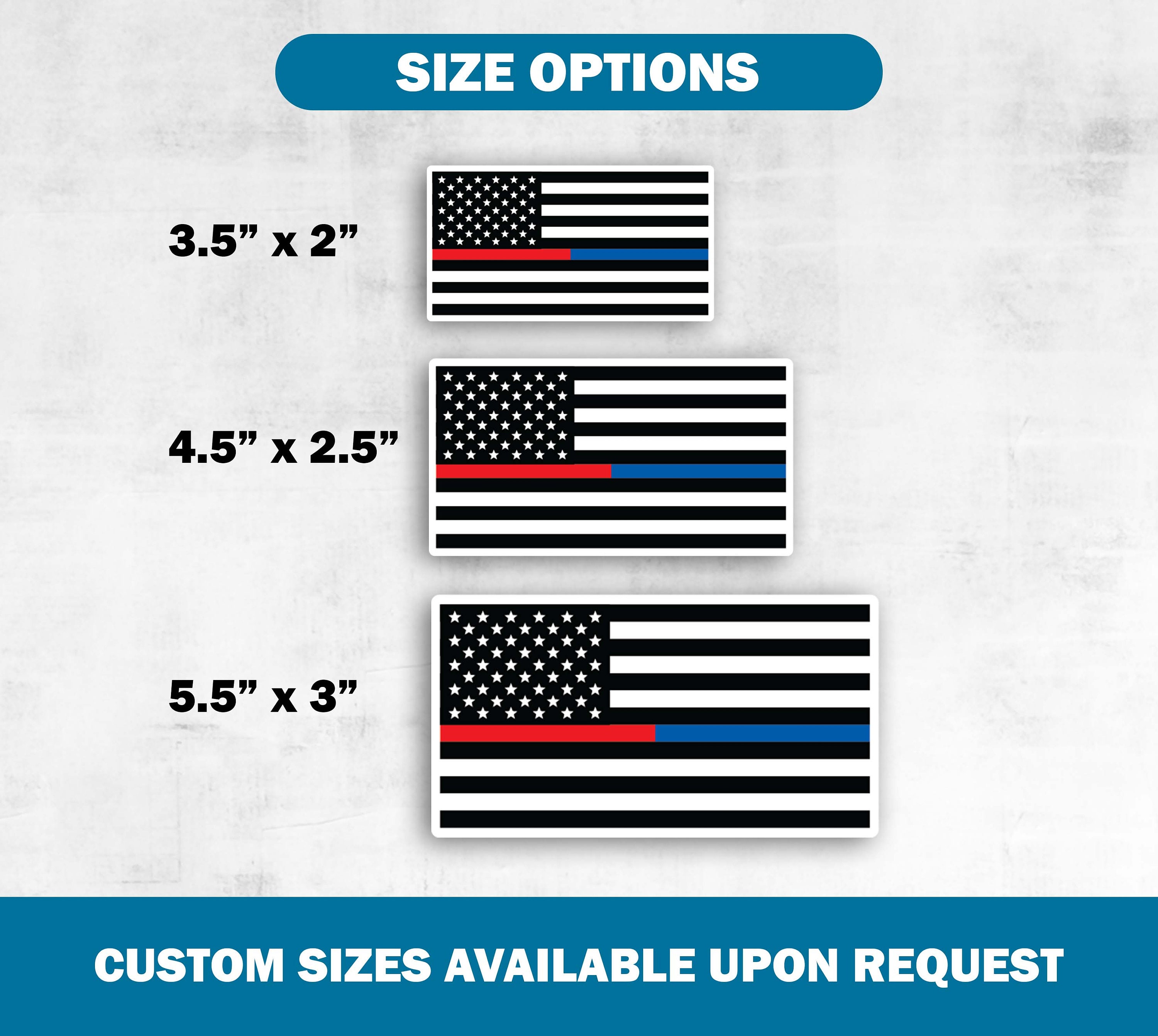 Thin Red and Blue Line Reflective American Flag Bumper Sticker, Durable ...