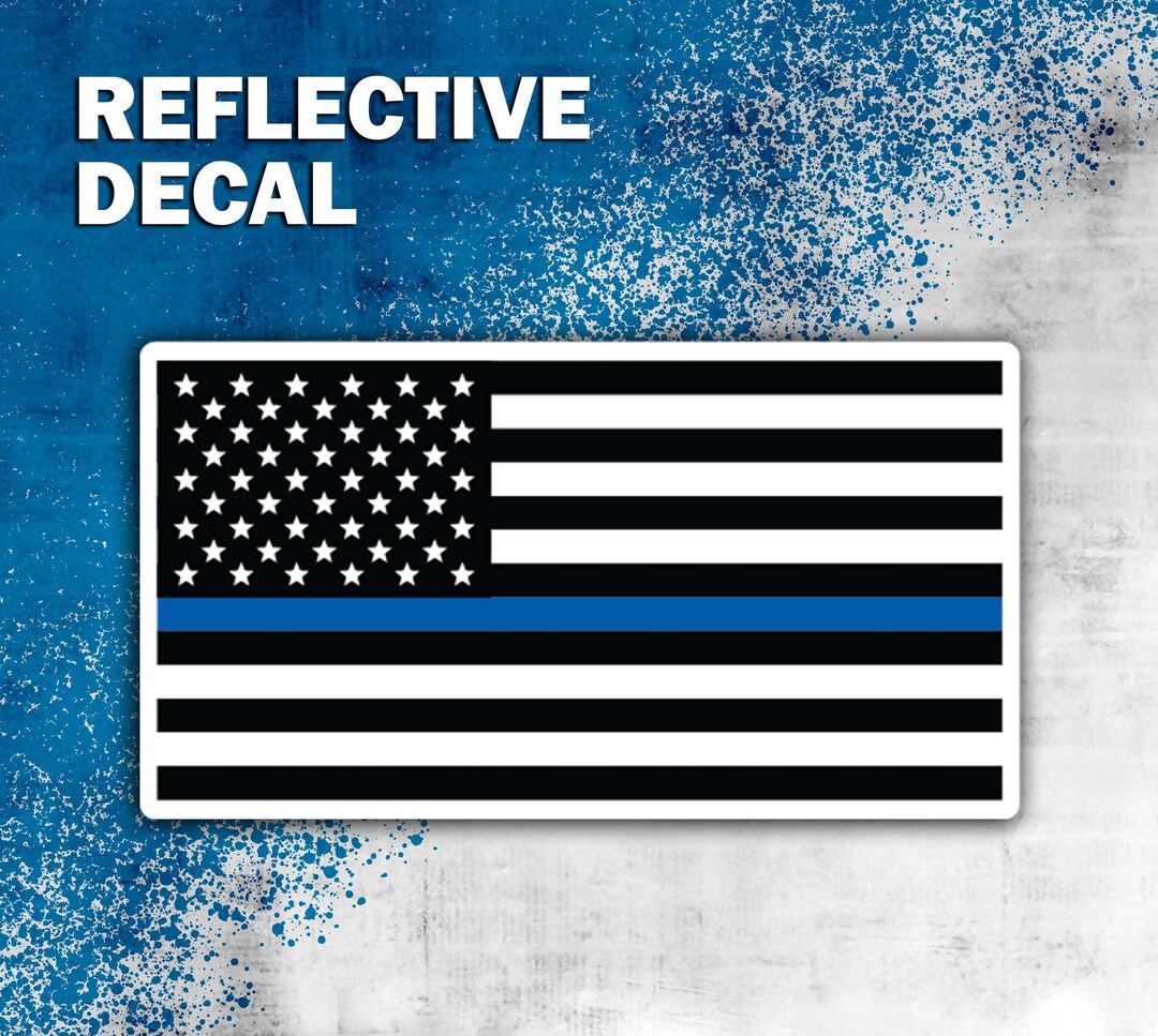 Thin Blue Line Reflective American Flag Bumper Sticker, Durable 3M ...