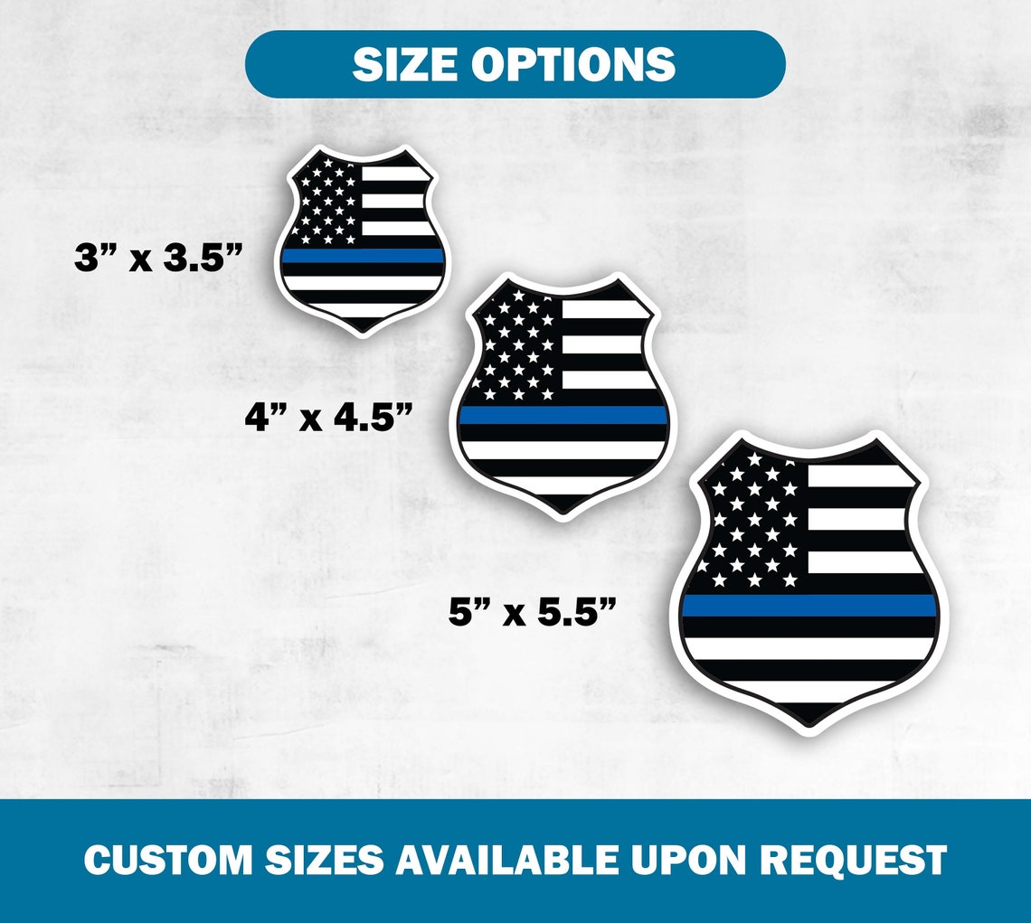 Thin Blue Line Shield Reflective American Flag Bumper Sticker - Etsy