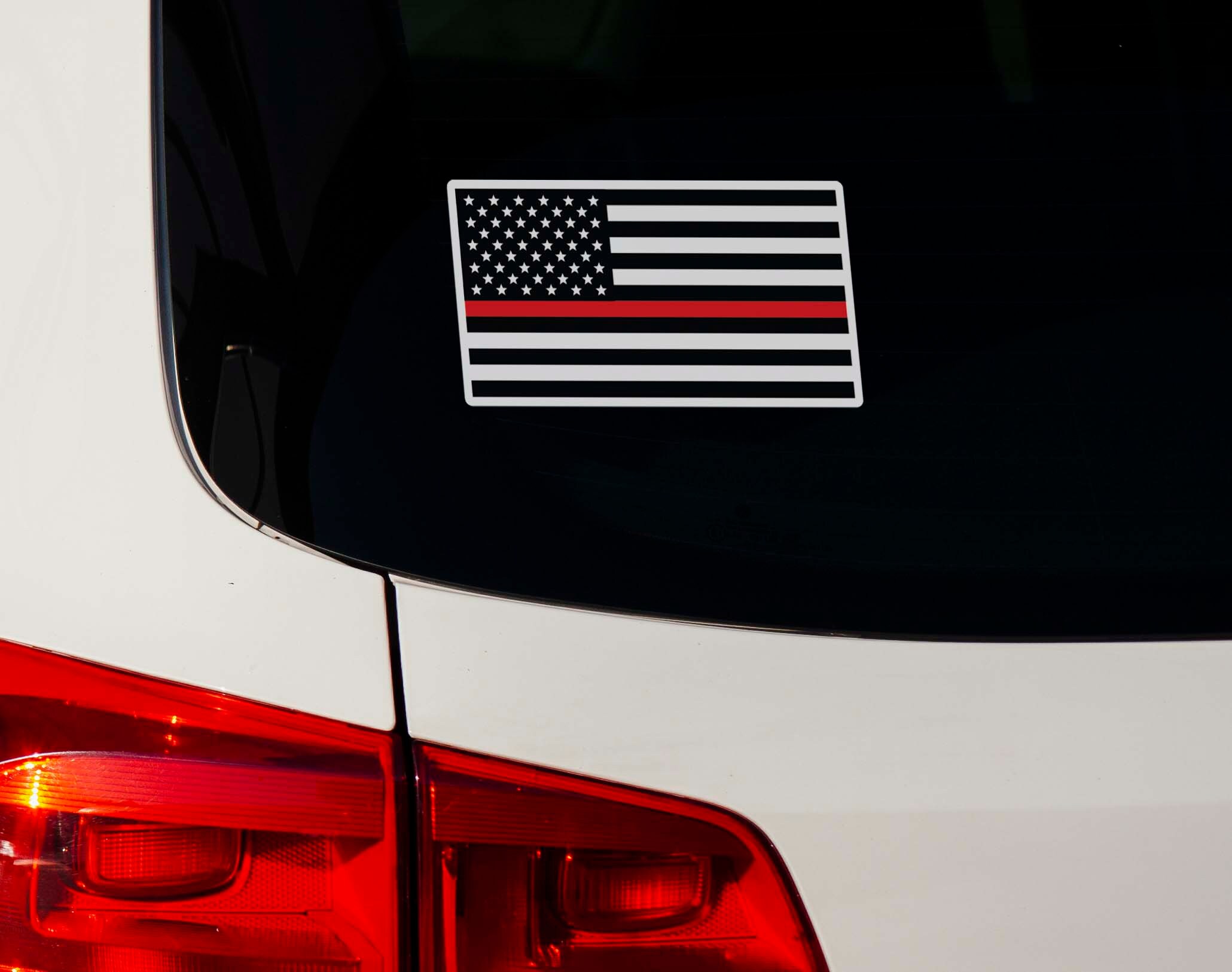 Thin Red Line Reflective American Flag Bumper Sticker, Durable 3M ...