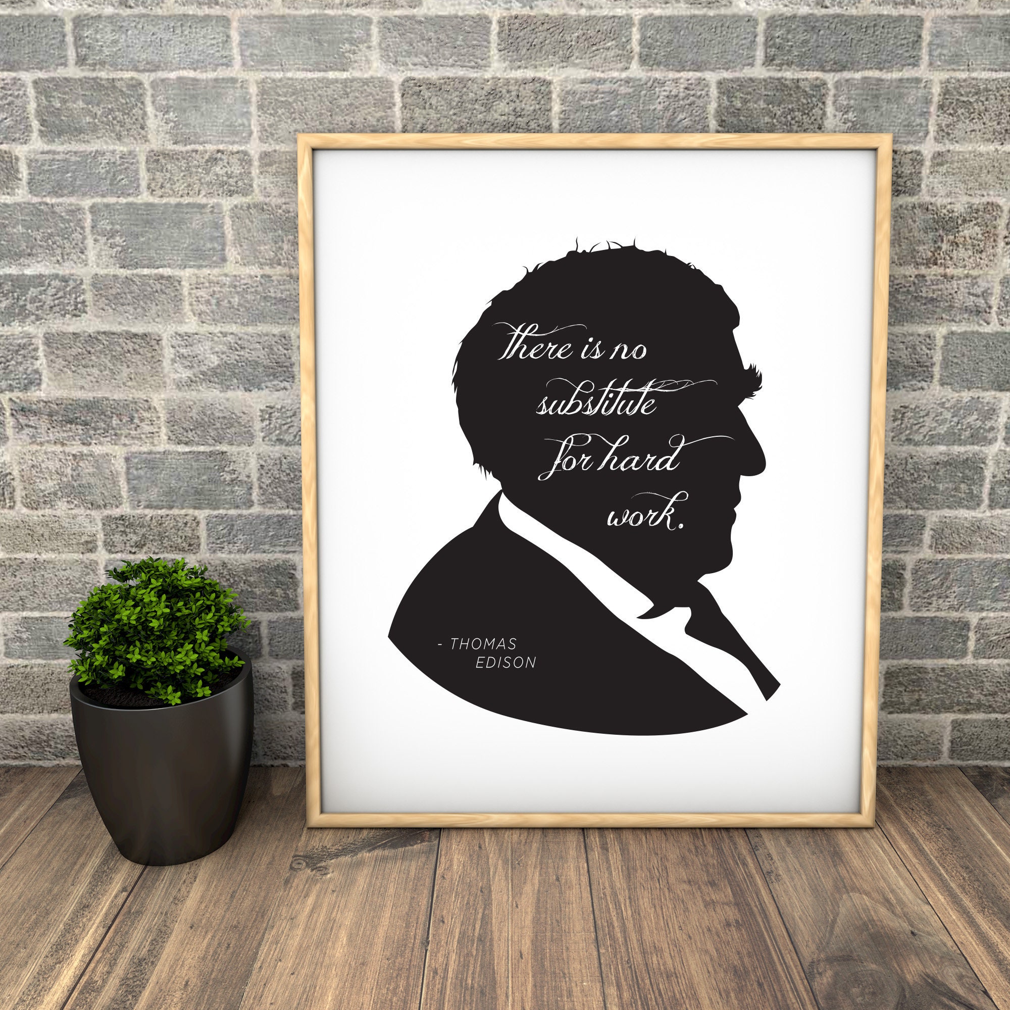 Thomas Edison Art Print | Inspirational Quote, Wall Decor, Silhouette ...