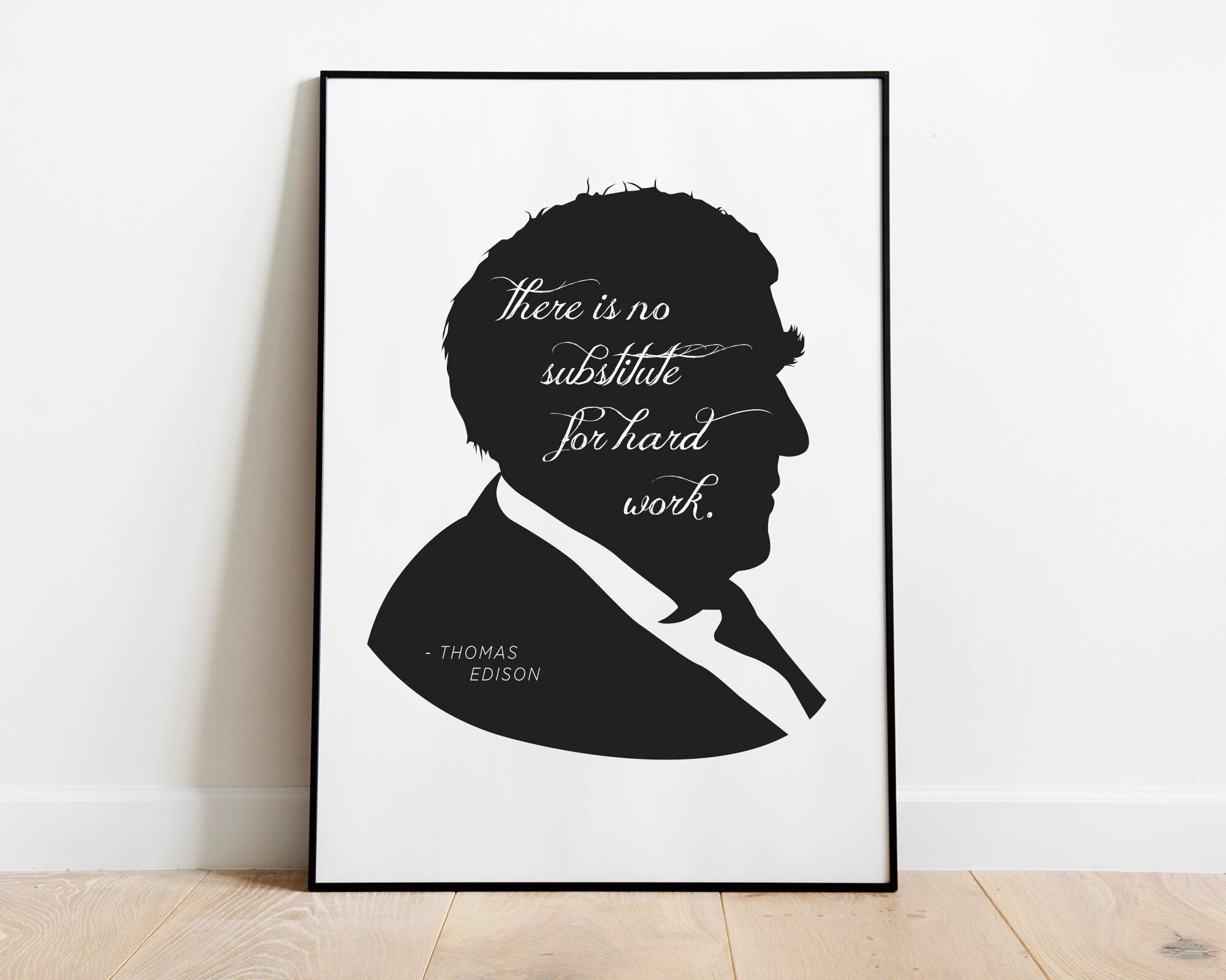 Thomas Edison Art Print | Inspirational Quote, Wall Decor, Silhouette ...