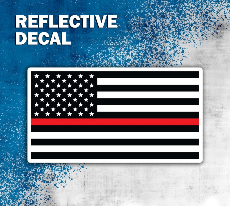Thin Red Line Reflective American Flag Bumper Sticker, Durable 3M ...