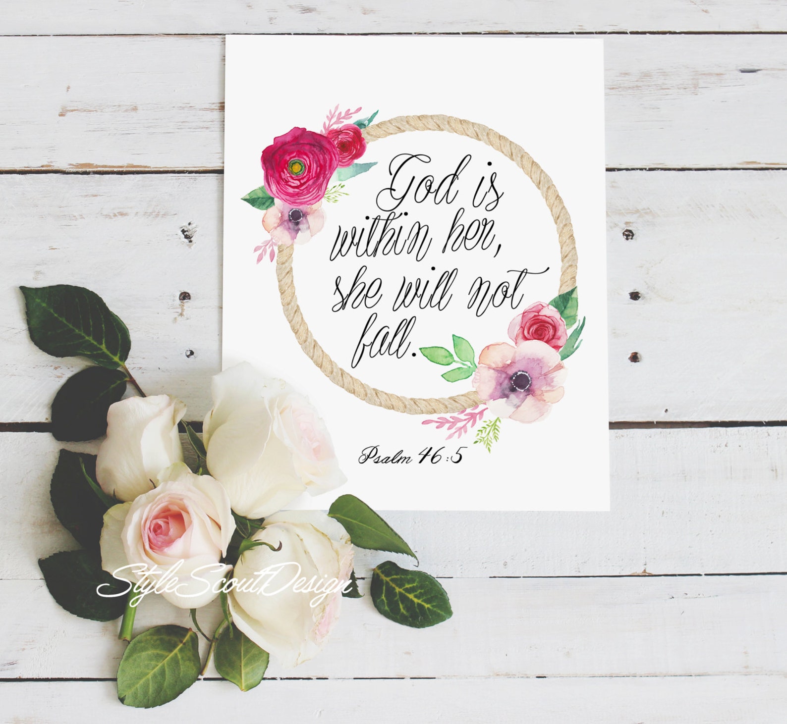 Psalm Bible Verse Print Floral Art Print Printable Quotes - Etsy