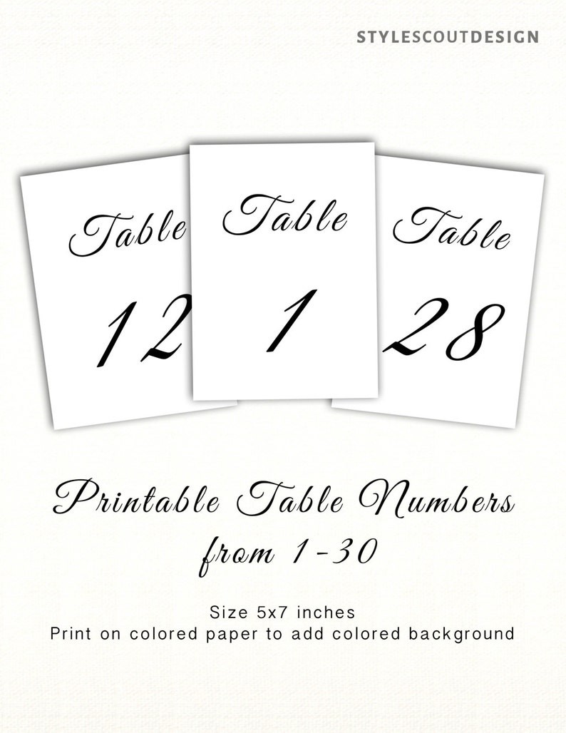 Curly Font Wedding Table Numbers Template 1-30 Digital - Etsy