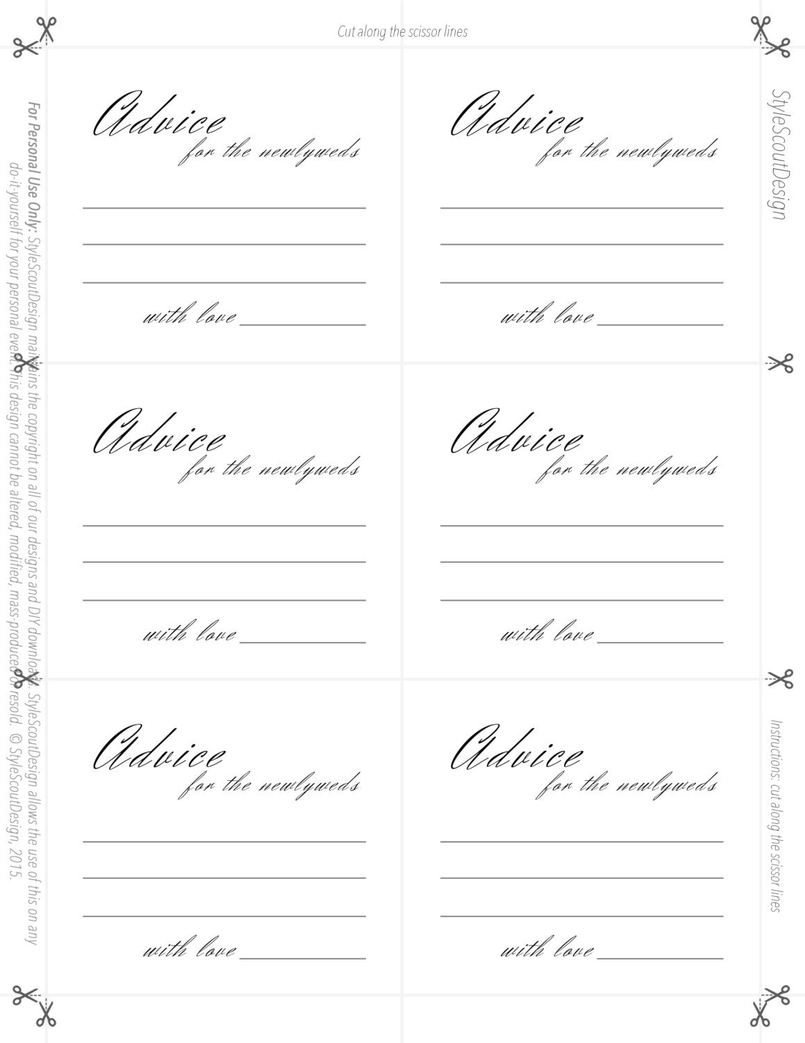 Advice For The Bride And Groom Wedding Advice Card Etsy