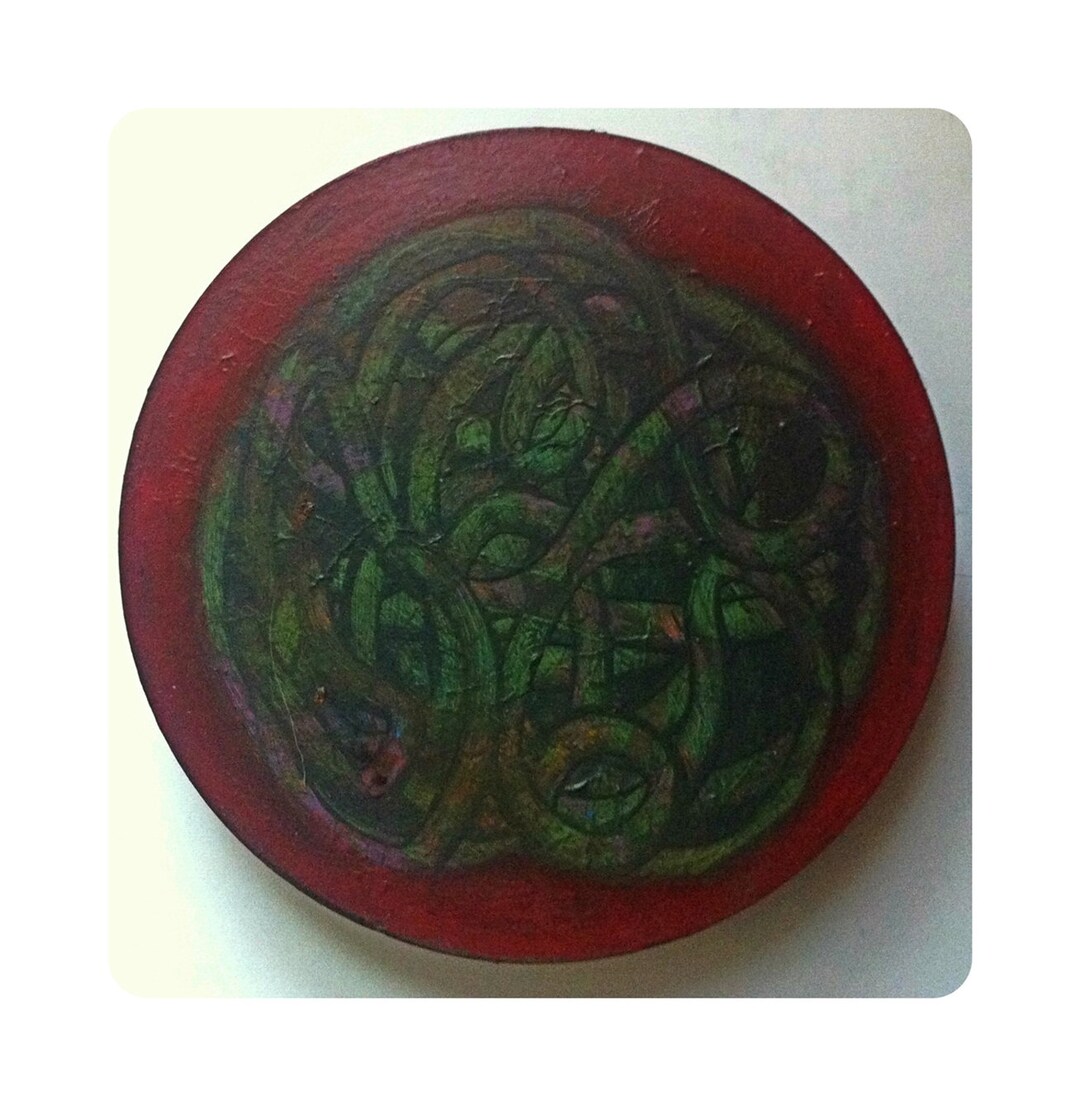 Serpent Original Art. Acrylic Painting on Round Wood MDF Panel ...