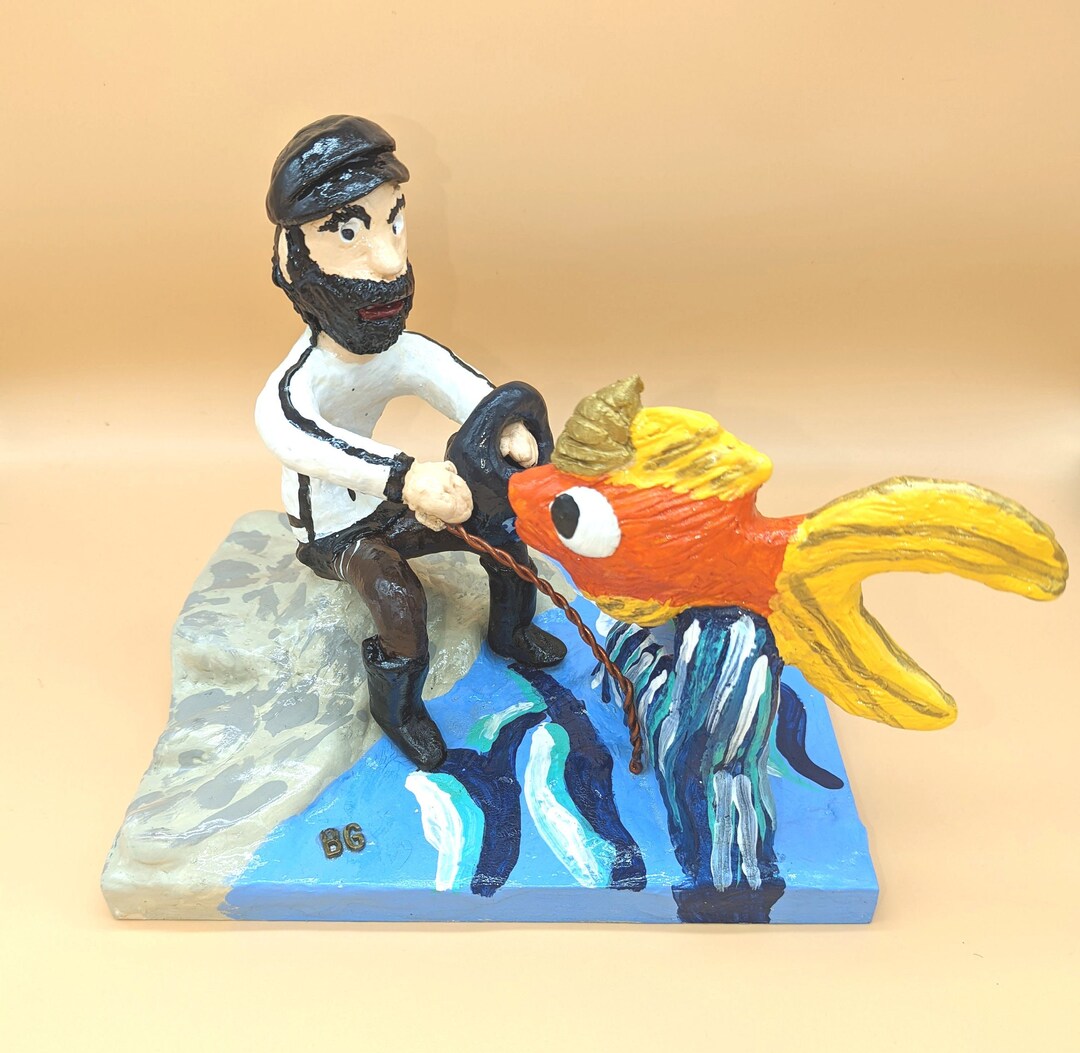 Jewish Sculptures, Fishing, Gold Fish, Unique Art, Hanukah Gifts ...