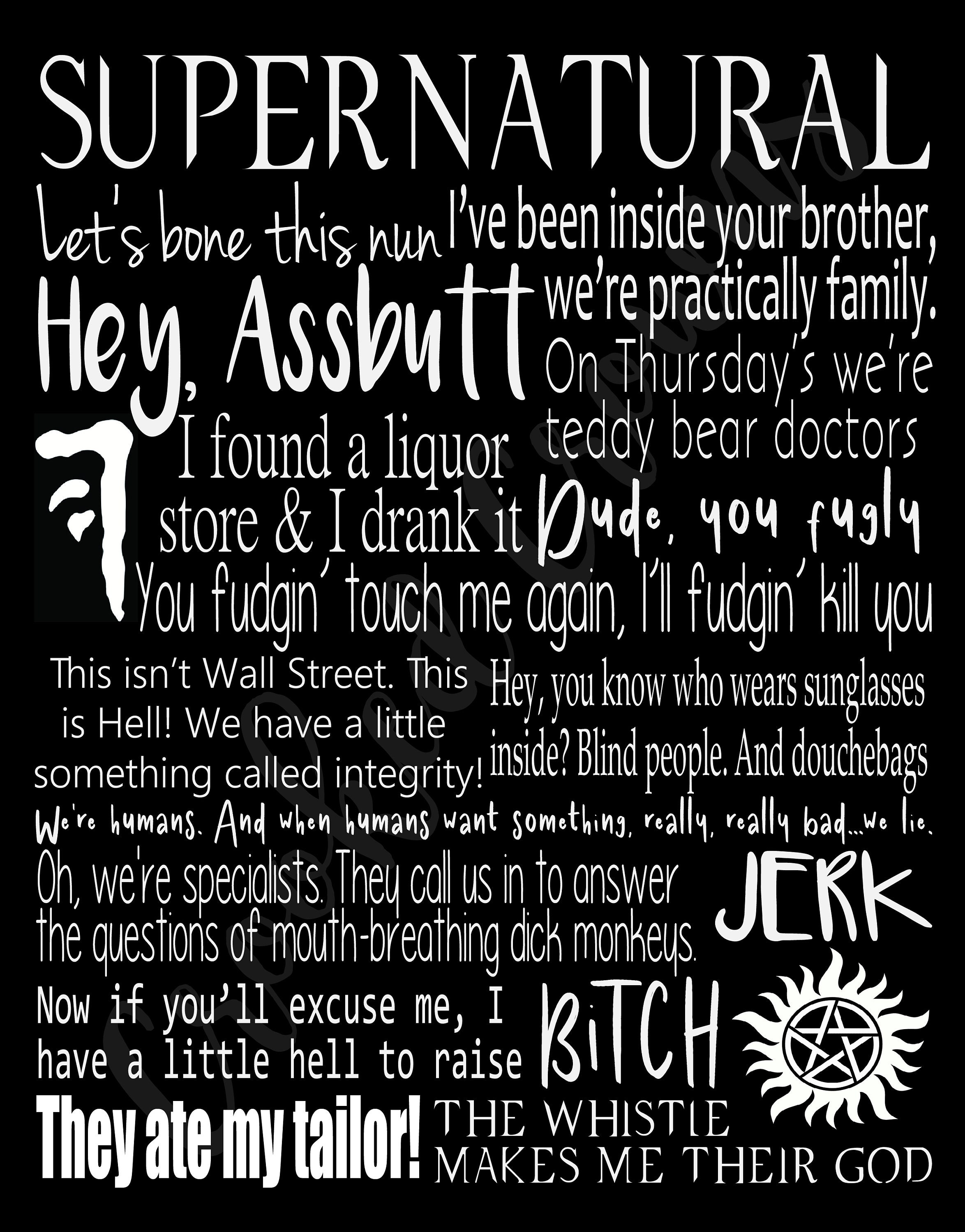 Supernatural Quotes 8x10 DIGITAL DOWNLOAD PRINTABLE - Etsy