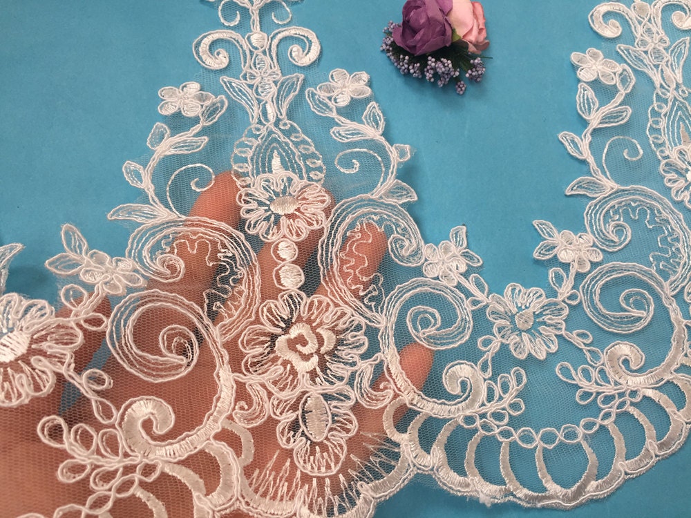 Alencon Lace Trim Corded Lace Trim Light Ivory Bridal Lace - Etsy