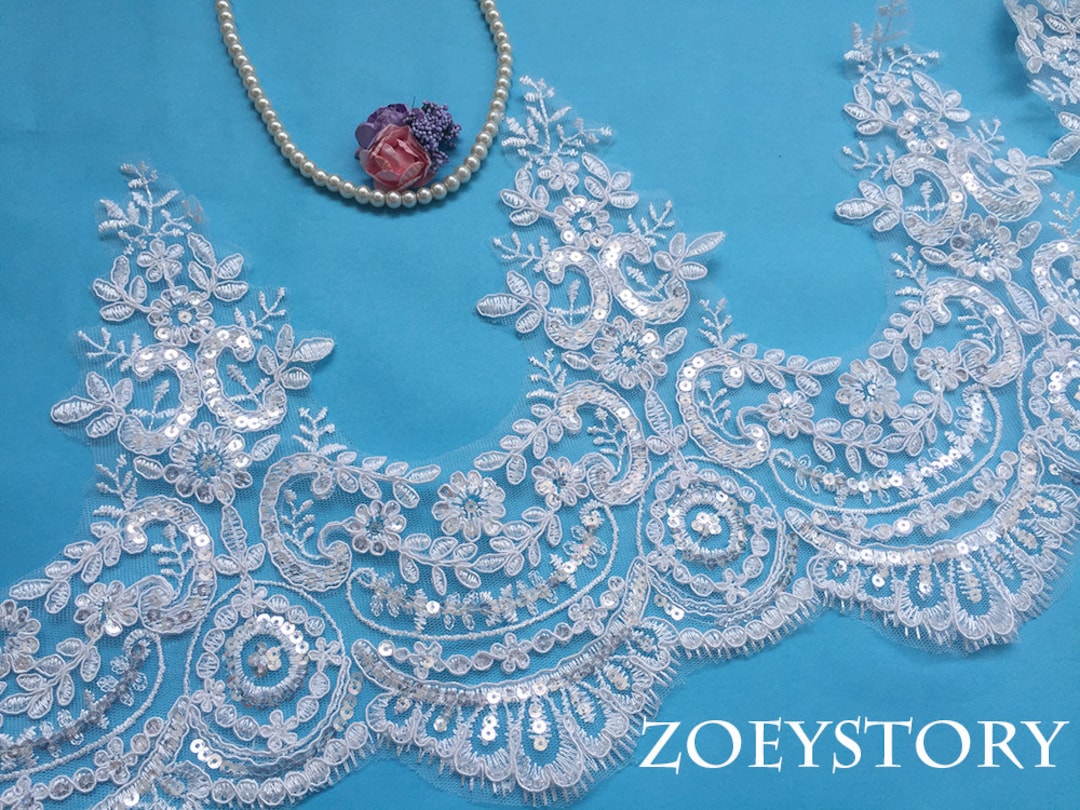 SALES Sequin Lace Trim Sequined Alencon Lace Sequined - Etsy