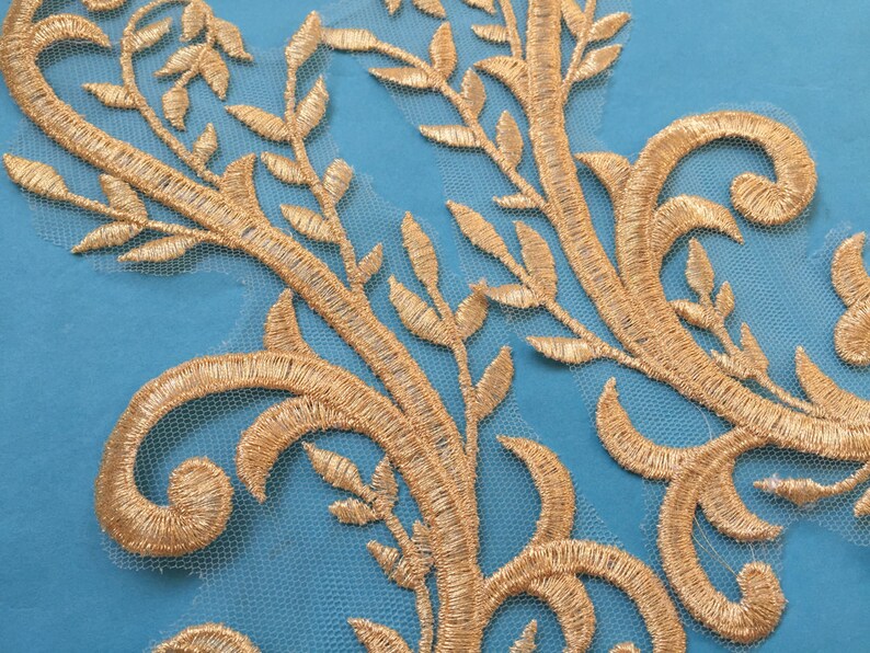 Golden Lace Applique Baroque Lace Trim Vintage Embroidered | Etsy