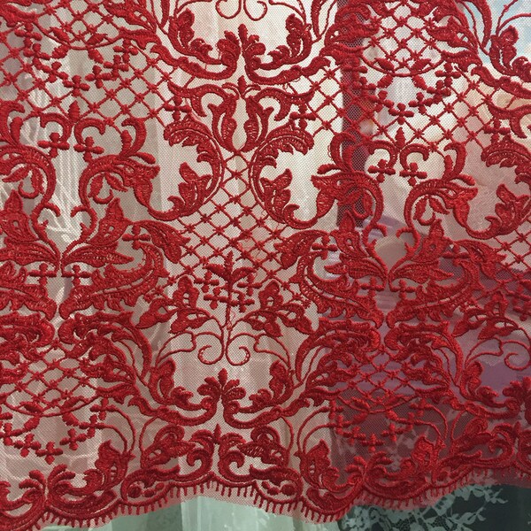 Red Lace Fabric - Etsy