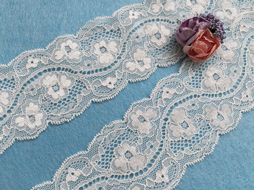 2.5'' Wide Elastic Lace Trim / Bridal Wedding Gater/ - Etsy