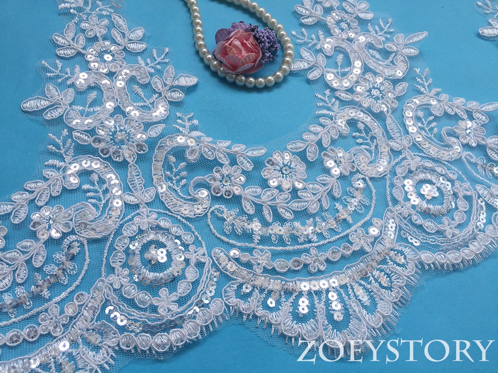 SALES Sequin Lace Trim Sequined Alencon Lace Sequined - Etsy