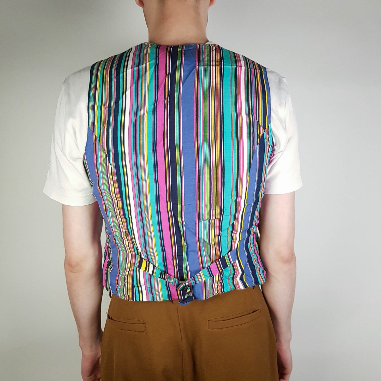 Bright Striped Vintage 90's Unisex Vest Old School Waistcoat Colorful ...