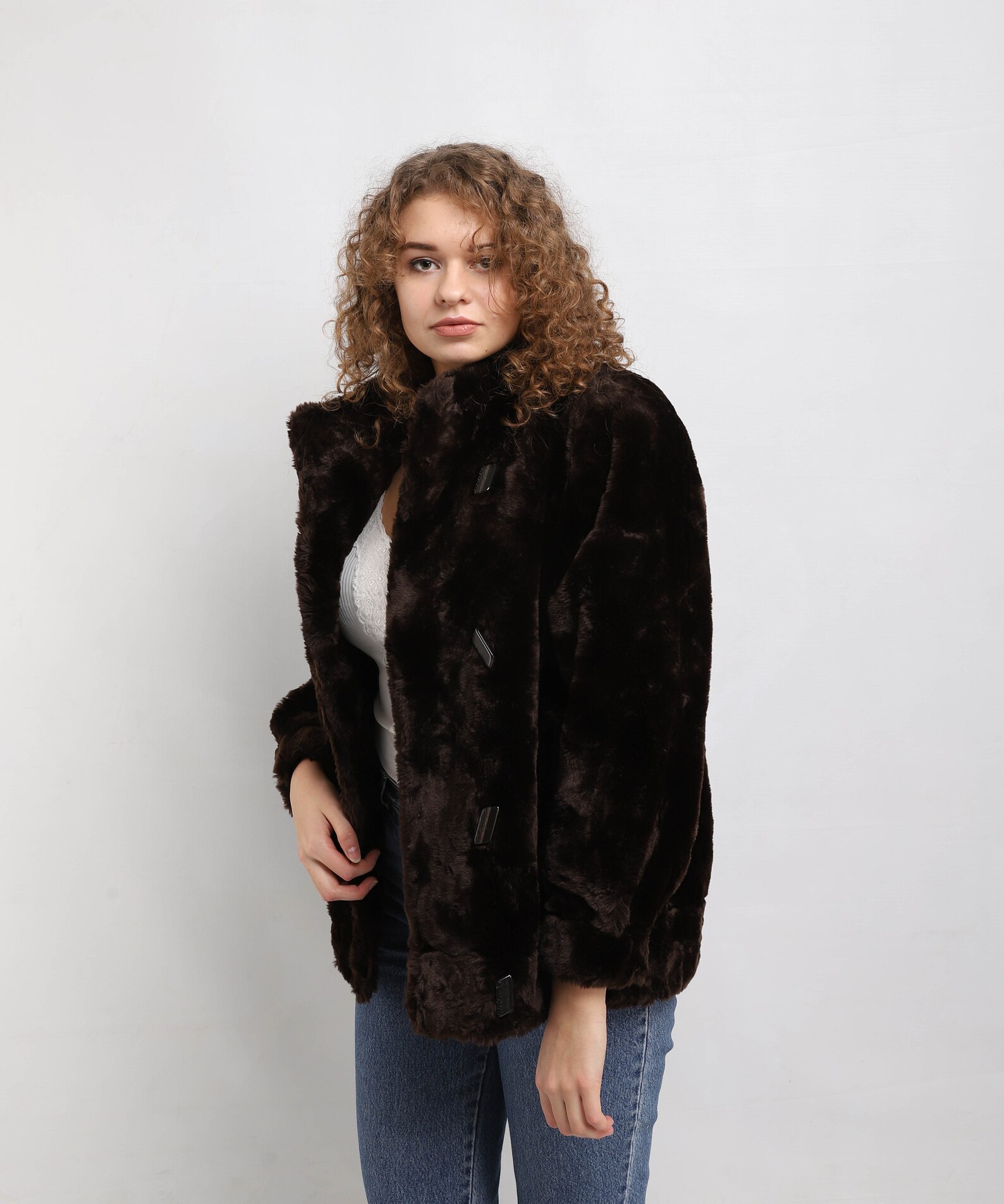 Brown Faux Fur Coat Vintage Fake Fur Coat Classic Warm - Etsy