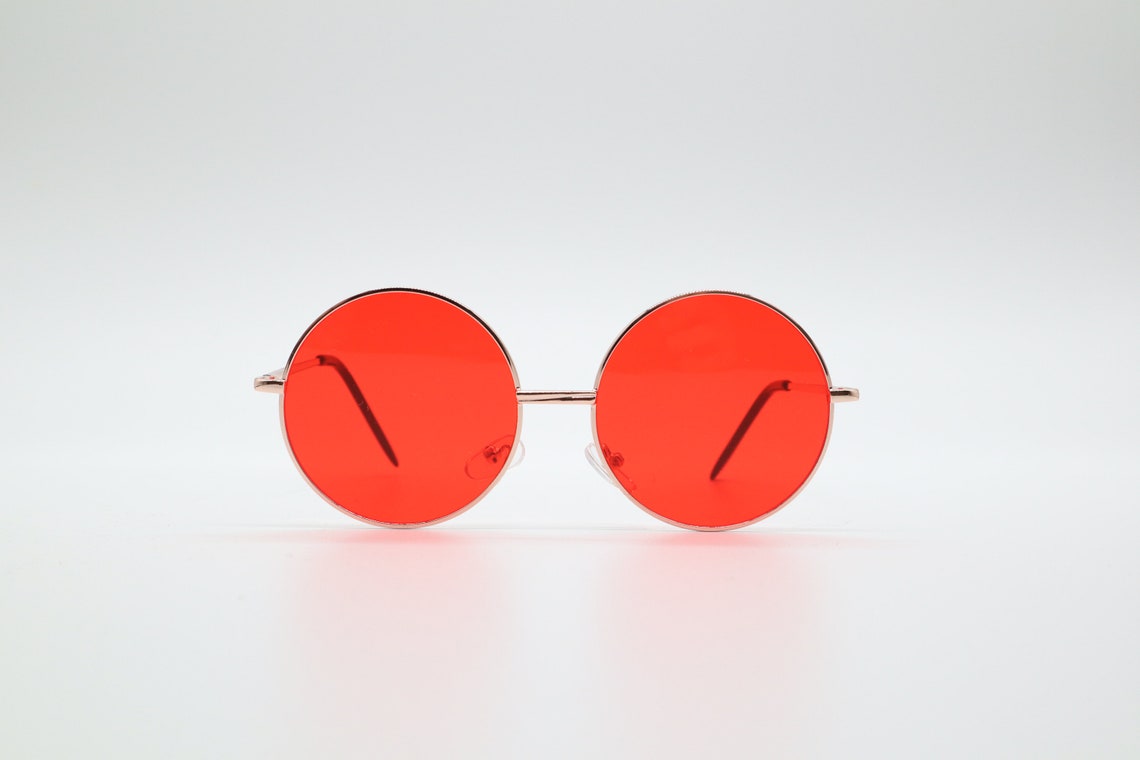 Cool red round sunglasses vintage tinted glasses NEW | Etsy
