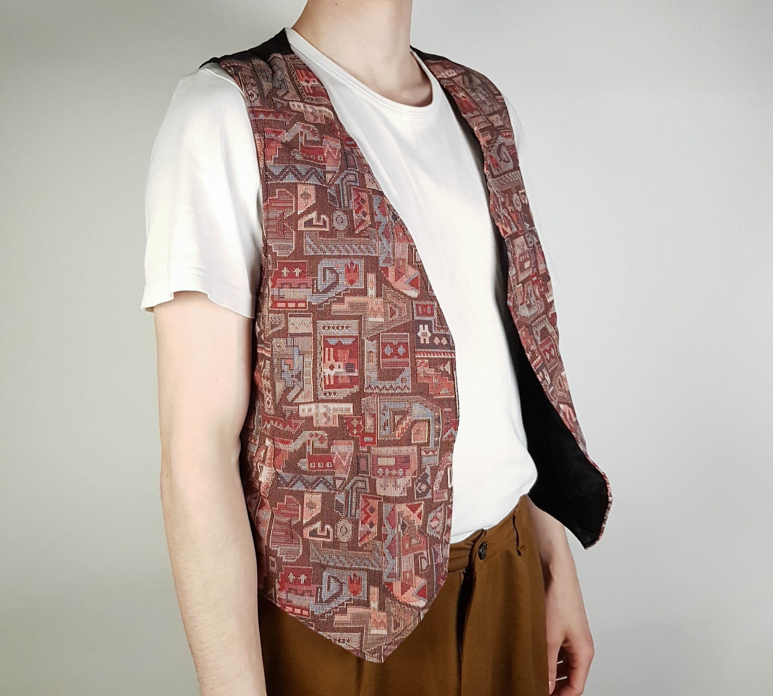 90's Vintage Abstract Indie Pattern Vest Old School | Etsy