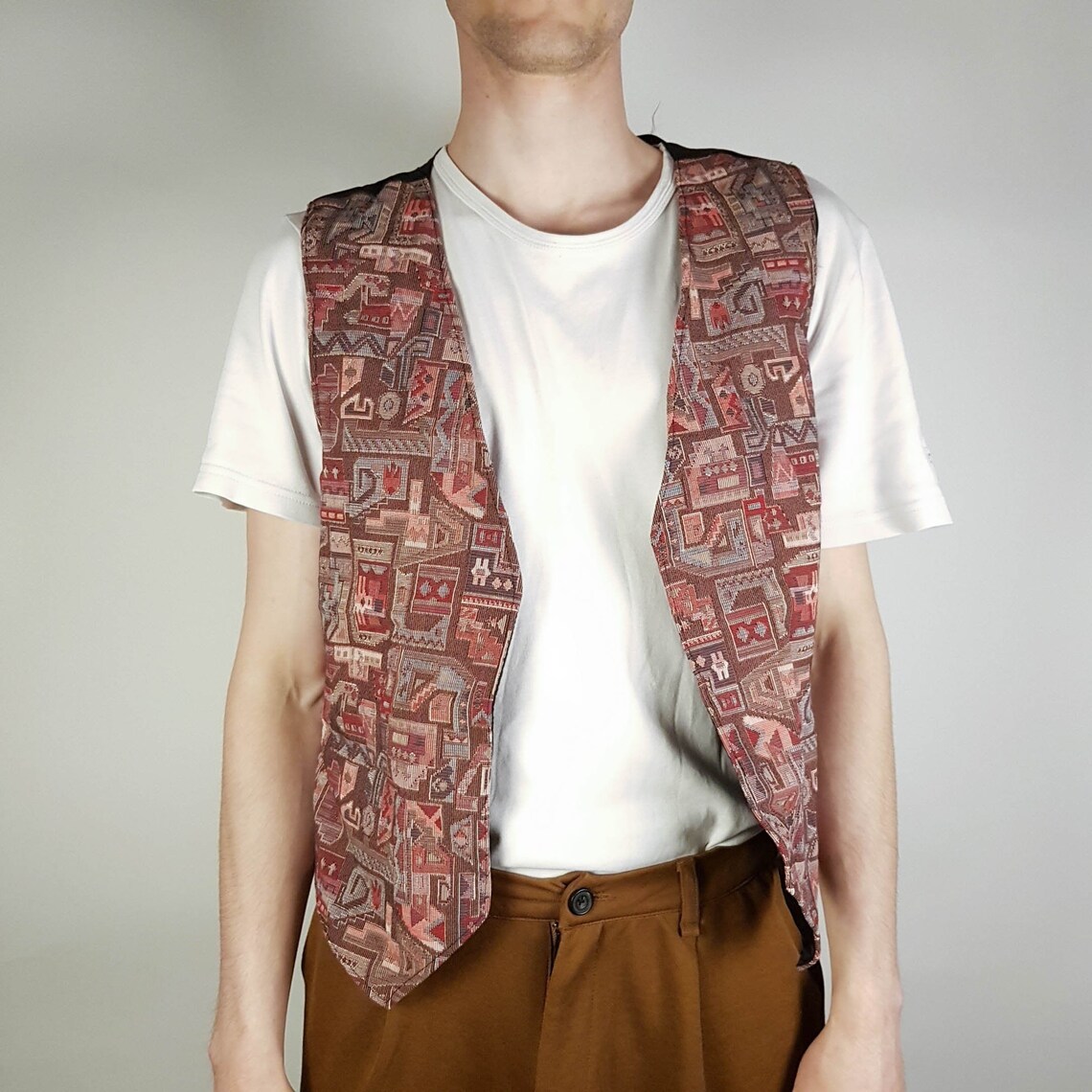 90's Vintage Abstract Indie Pattern Vest Old School | Etsy