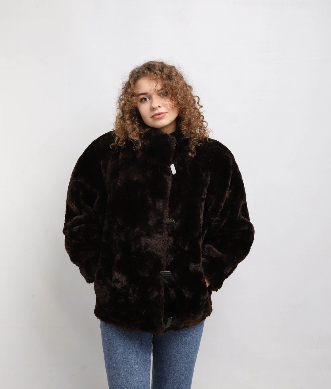 Brown Faux Fur Coat Vintage Fake Fur Coat Classic Warm - Etsy