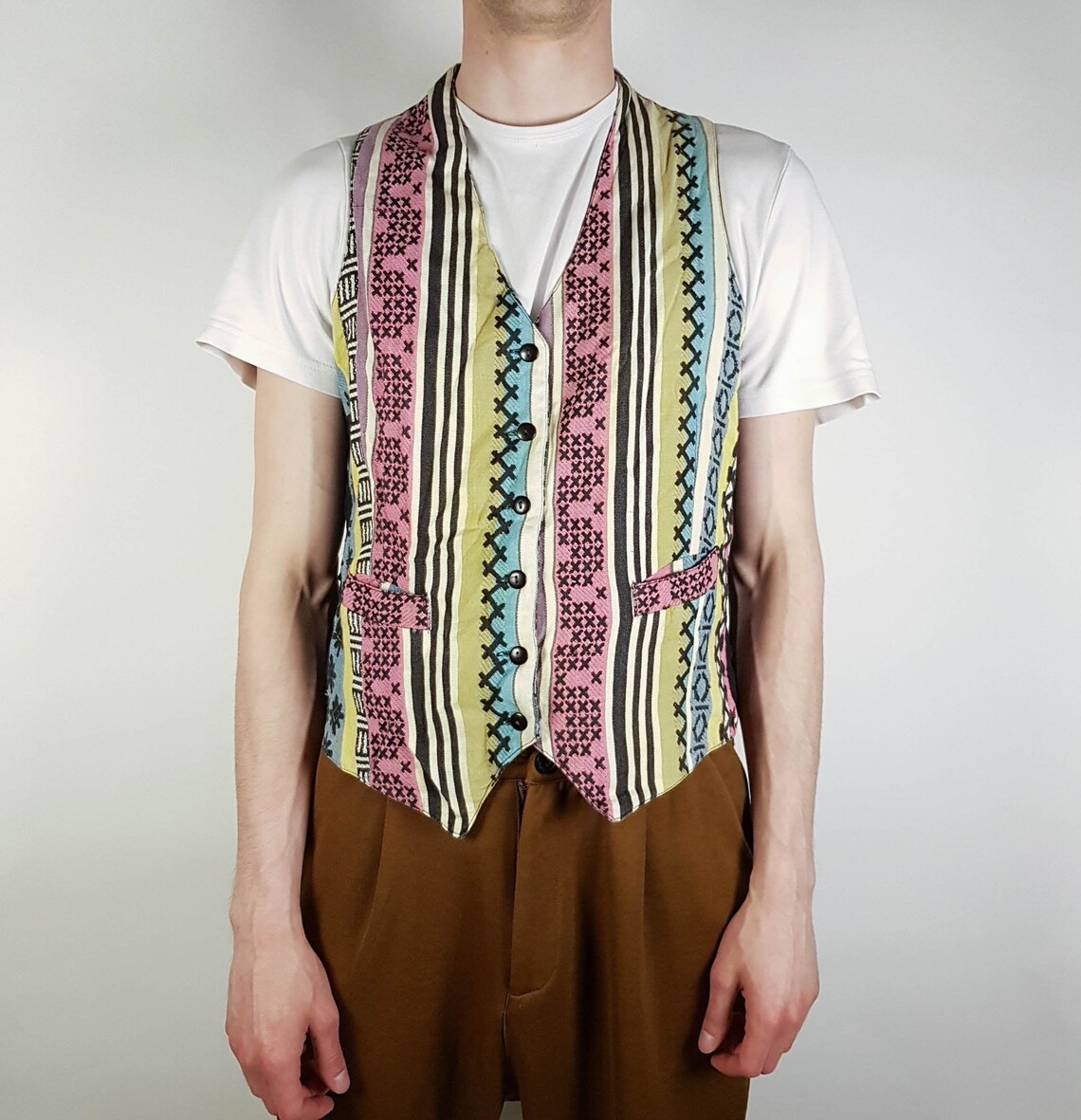 Vintage 90's Vest Unisex Ethnic Pattern Vest Colorful - Etsy