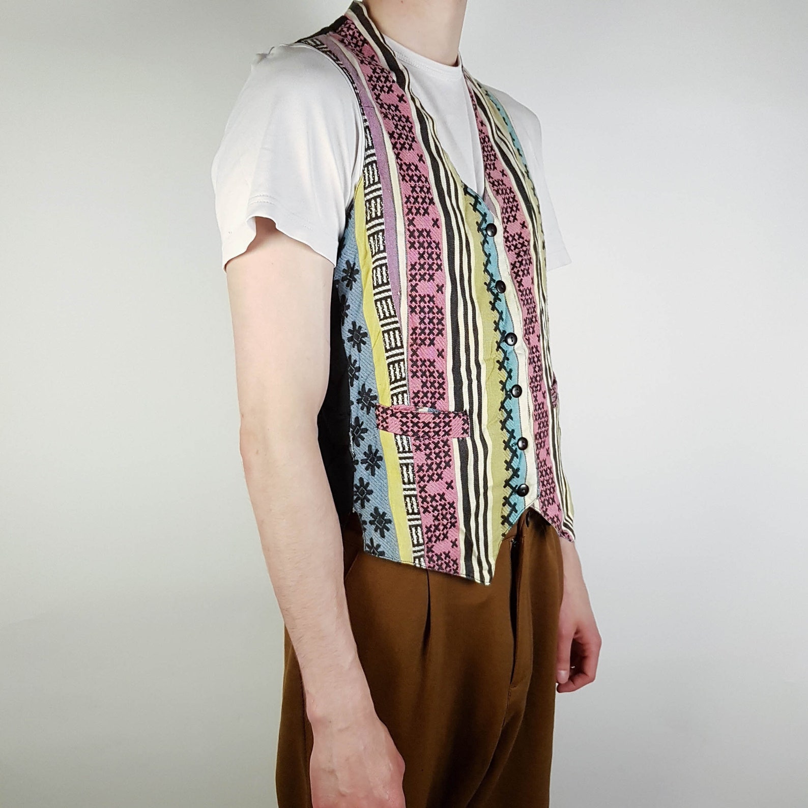 Vintage 90's Vest Unisex Ethnic Pattern Vest Colorful - Etsy