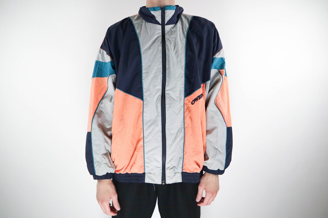 90s Men's Tracksuit Top Sweatshirt Jumper Windbreaker Street Sport Wear ...