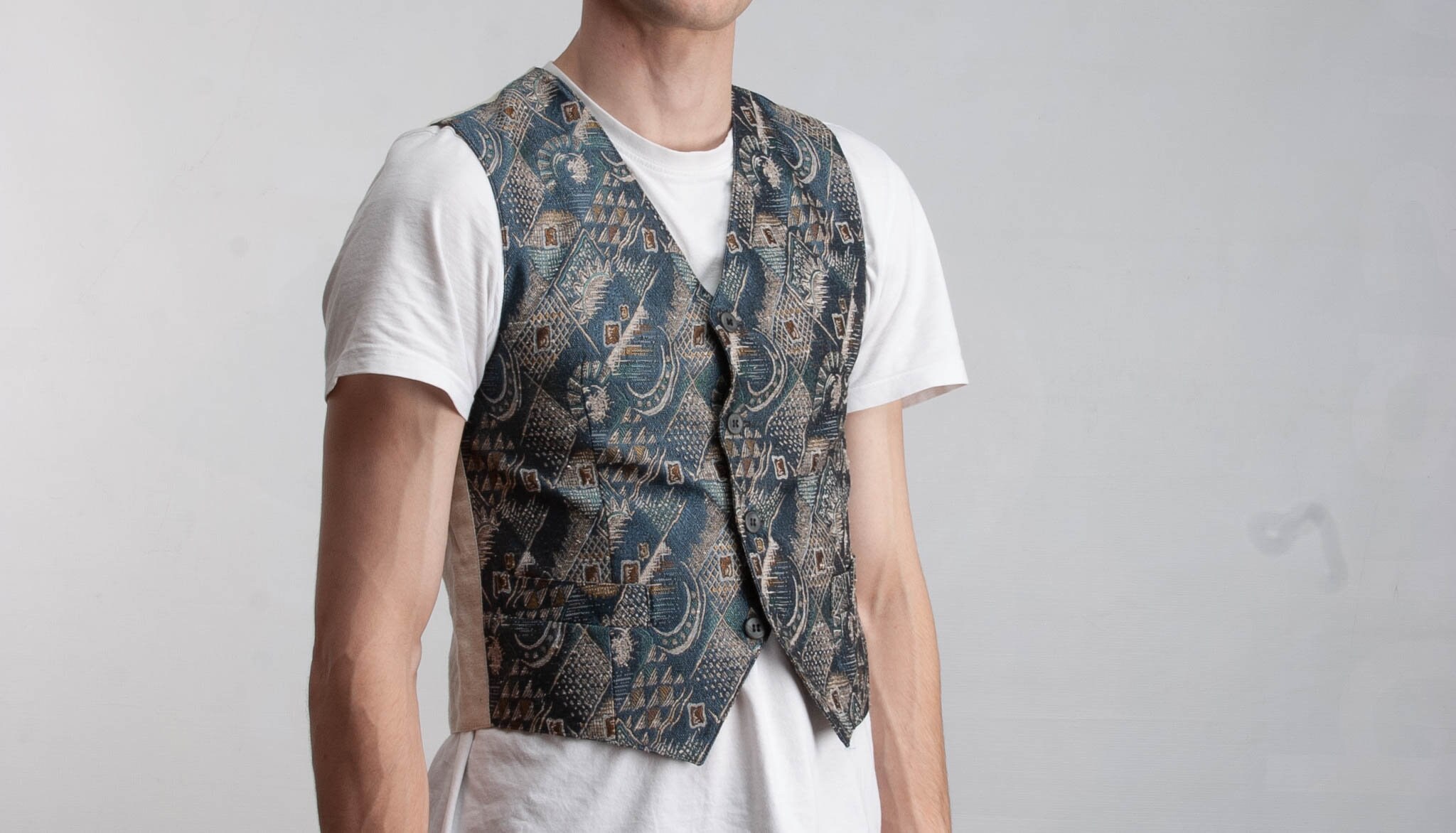 Shiny Vintage 90's Embroidered Vest With Abstract Pattern Folk West ...