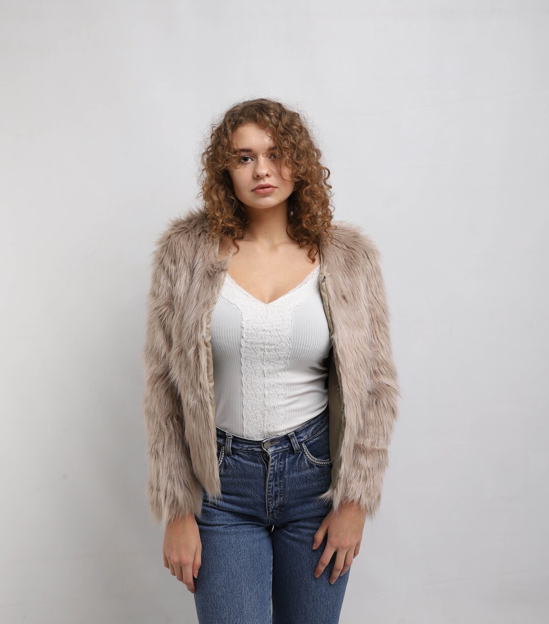 Faux Fur Coat Vintage Animal Pelt Pattern Fake Fur Coat 1990s Mad Men ...