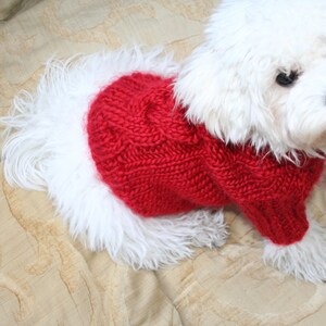 Red Dog Sweater, Puppy Sweater, Pet Clothing, Hand Knit Dog Clothes ...
